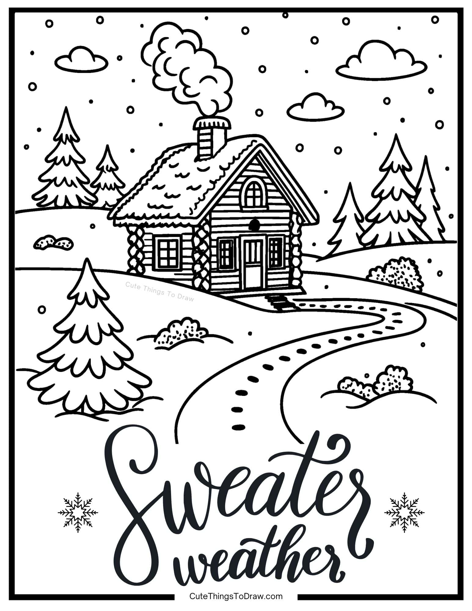 23 Cute Winter Coloring Pages (Free PDF Printables) - Cute Things to Draw