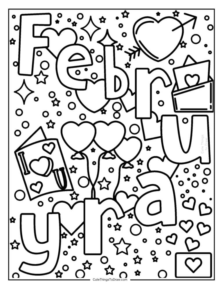 Cute February Coloring Pages (Free PDF Printables) - Cute Things to Draw