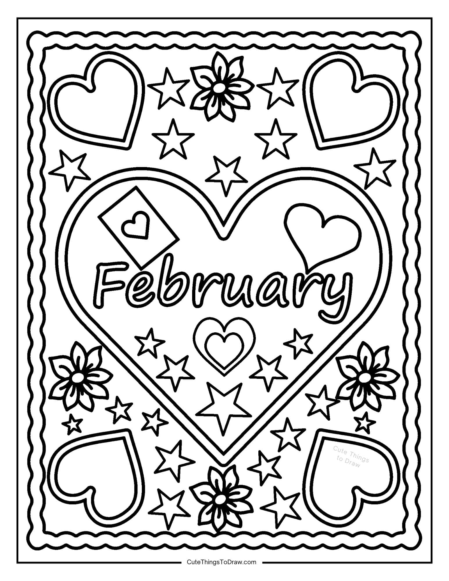 Cute February Coloring Pages (Free PDF Printables) - Cute Things to Draw