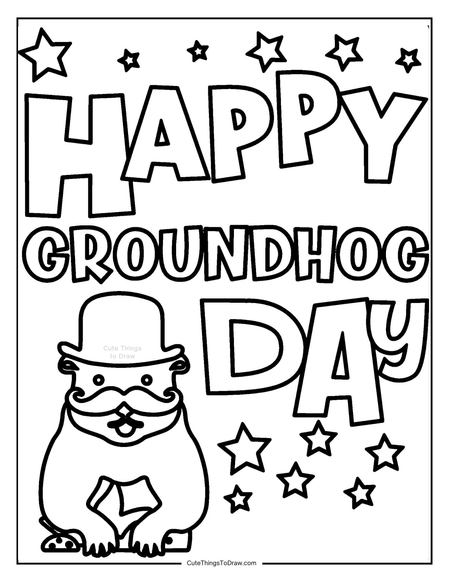 Cute Groundhog Day Coloring Pages (Free PDF Printables) - Cute Things ...