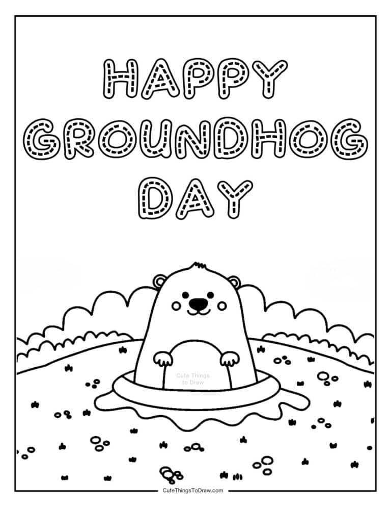 Cute Groundhog Day Coloring Pages (Free PDF Printables) - Cute Things ...