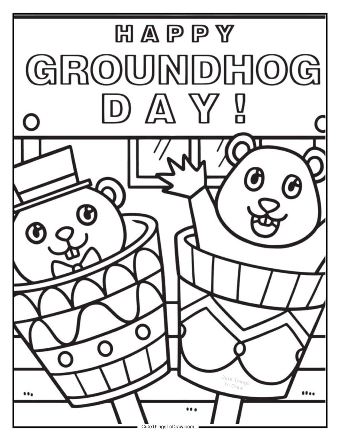 Cute Groundhog Day Coloring Pages (Free PDF Printables) - Cute Things ...