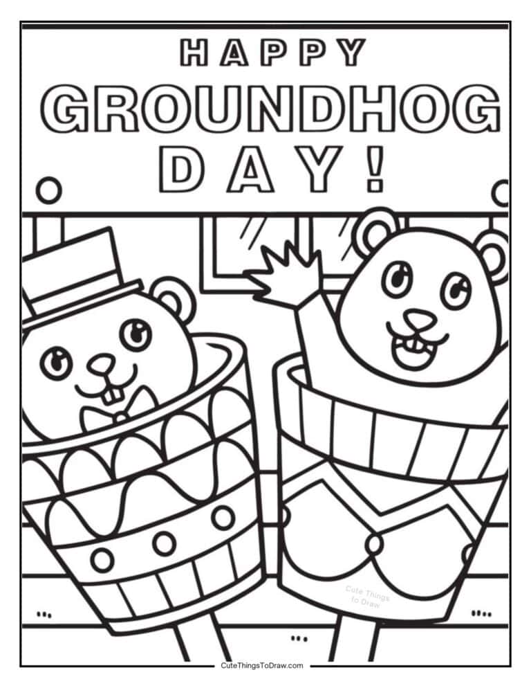 Cute Groundhog Day Coloring Pages (Free PDF Printables) - Cute Things ...