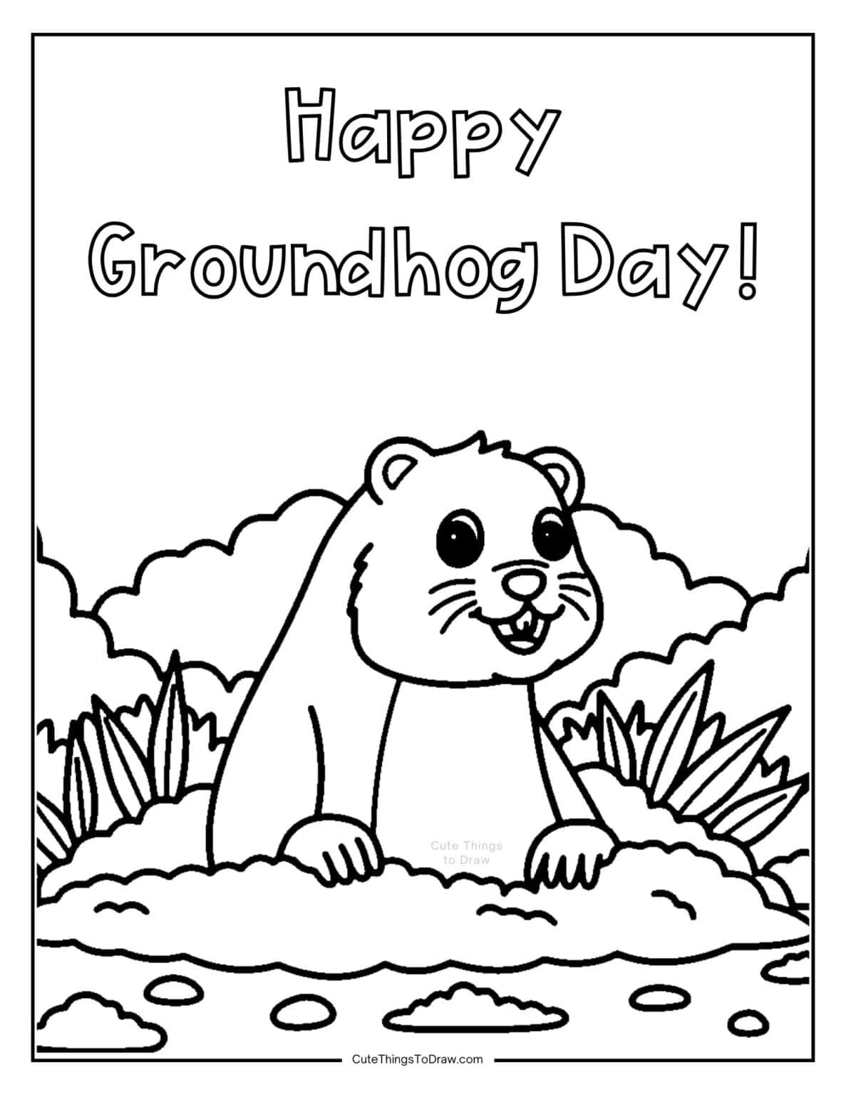 Cute Groundhog Day Coloring Pages (Free PDF Printables) - Cute Things ...