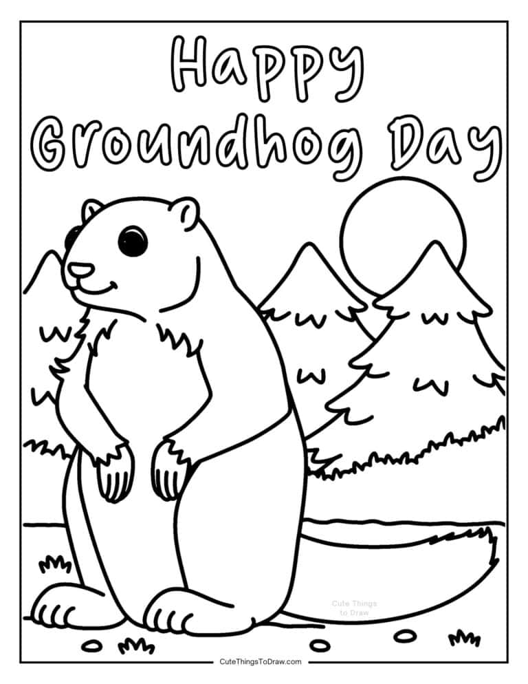 Cute Groundhog Day Coloring Pages (Free PDF Printables) - Cute Things ...