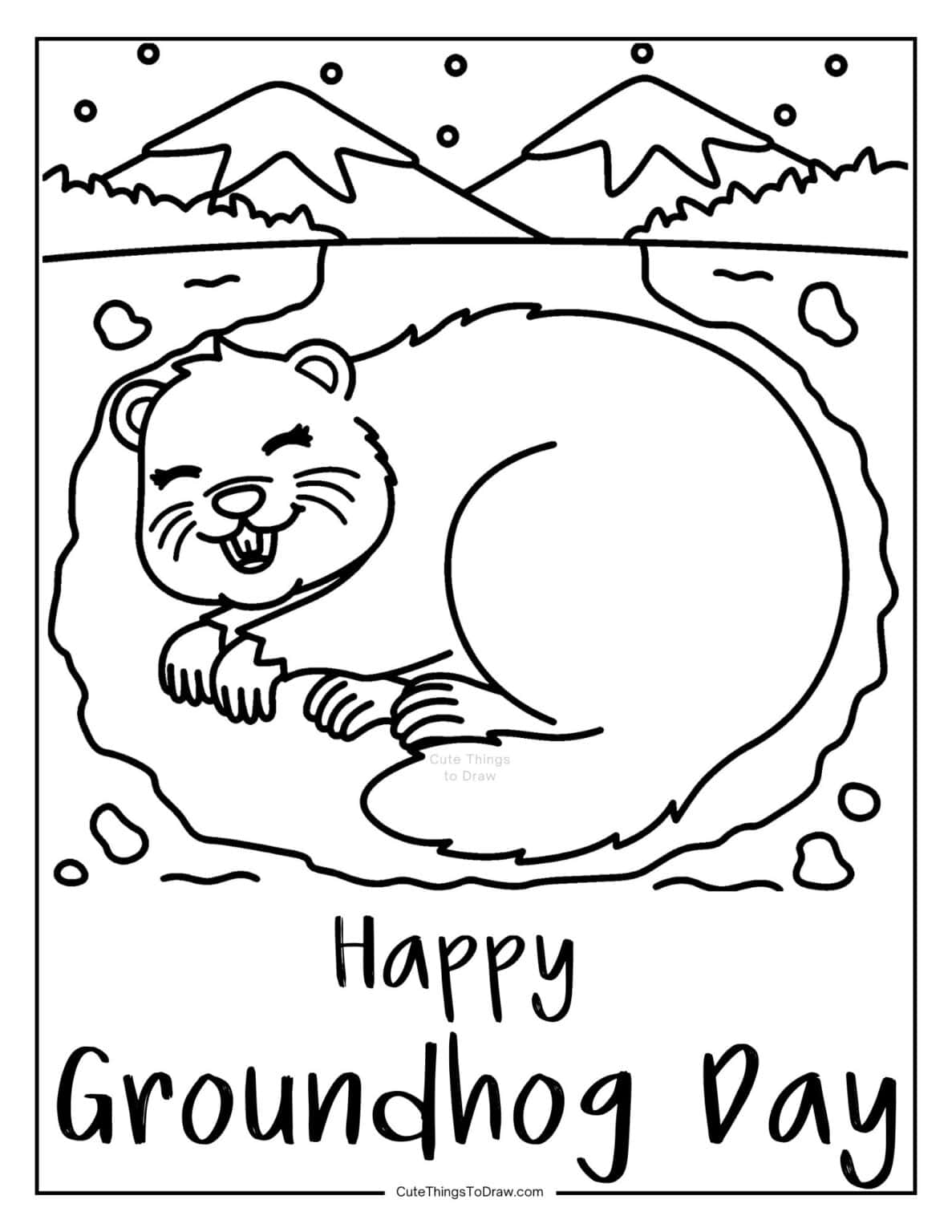 Cute Groundhog Day Coloring Pages (Free PDF Printables) - Cute Things ...