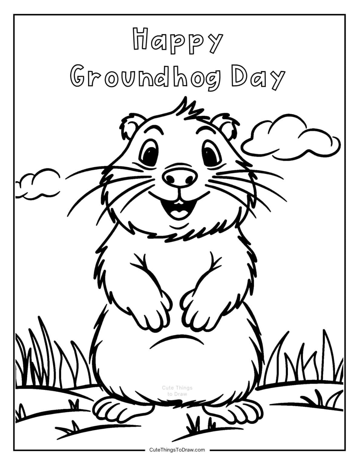 Cute Groundhog Day Coloring Pages (Free PDF Printables) - Cute Things ...