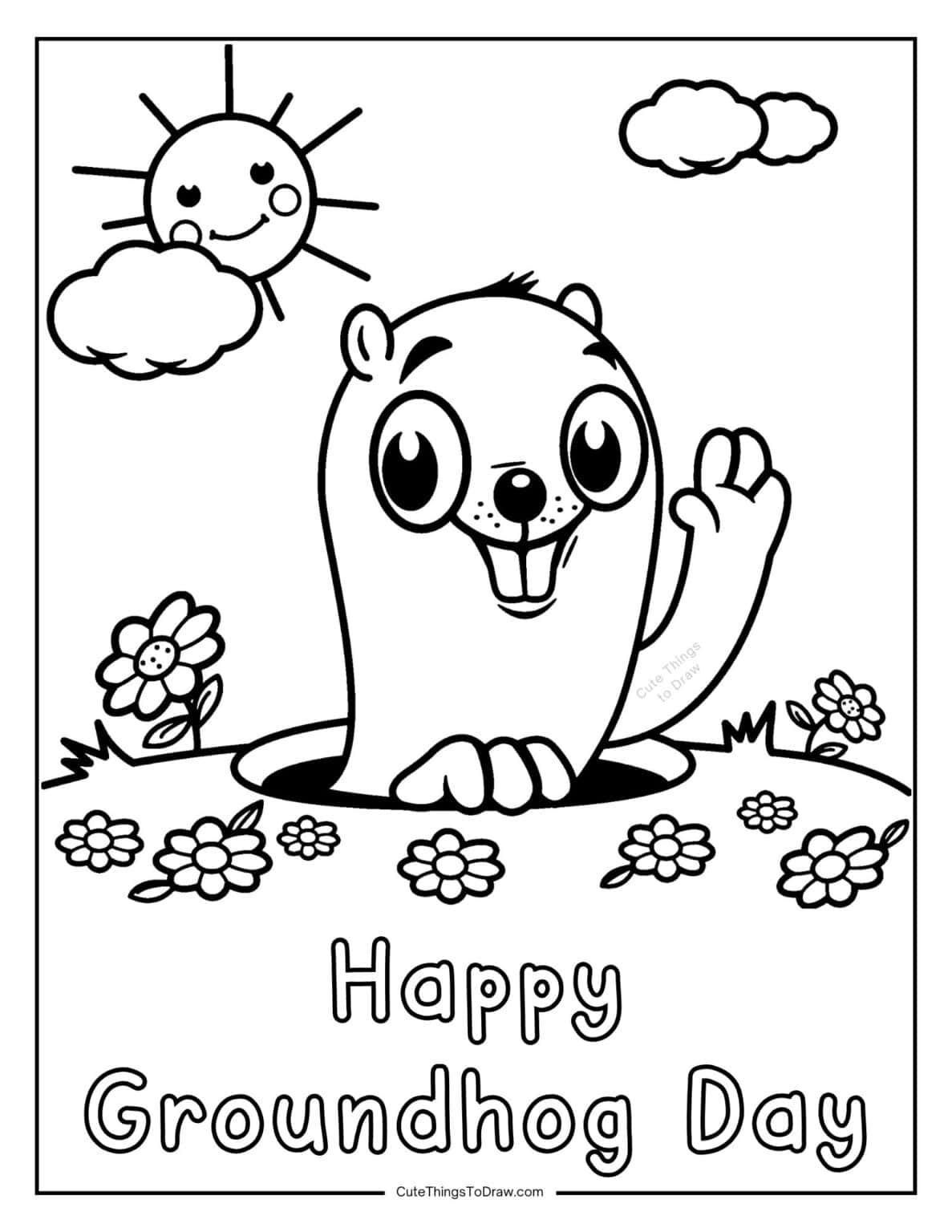 Cute Groundhog Day Coloring Pages (Free PDF Printables) - Cute Things ...