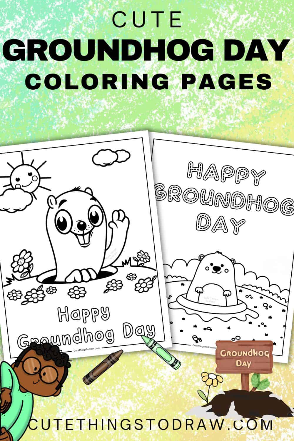 Cute Groundhog Day Coloring Pages (Free PDF Printables) - Cute Things ...