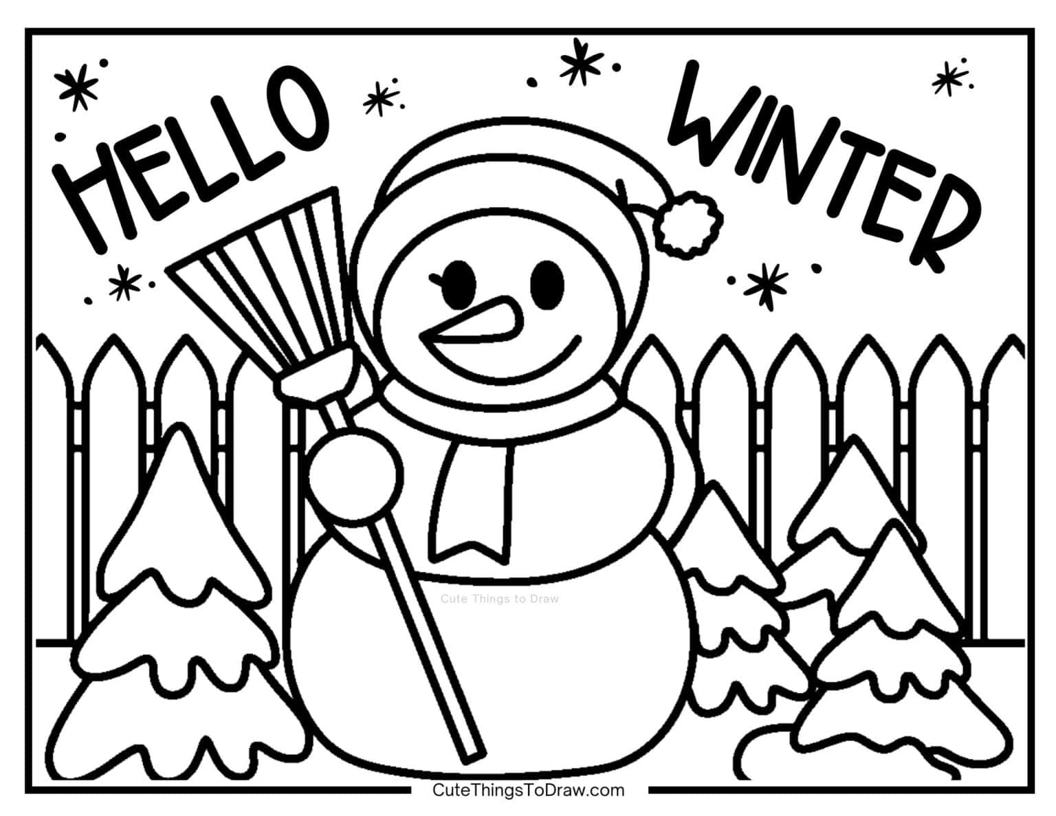 23 Cute Winter Coloring Pages (Free PDF Printables) - Cute Things to Draw