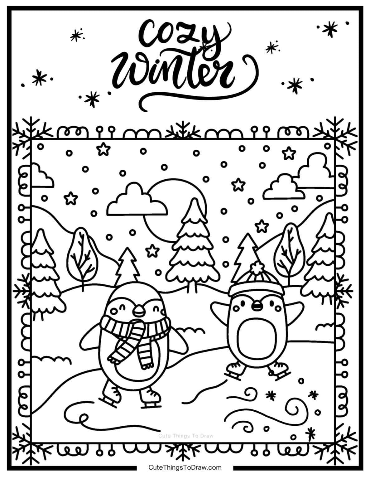 23 Cute Winter Coloring Pages (Free PDF Printables) - Cute Things to Draw