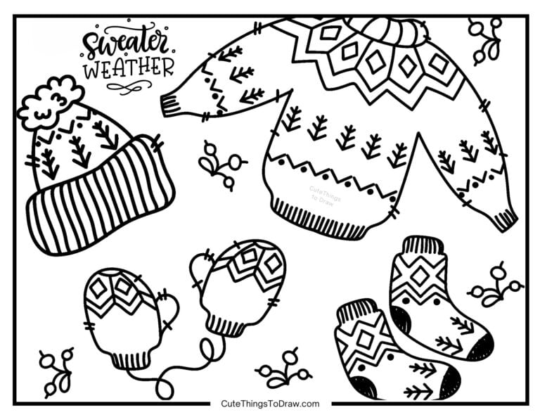 23 Cute Winter Coloring Pages (Free PDF Printables) - Cute Things to Draw