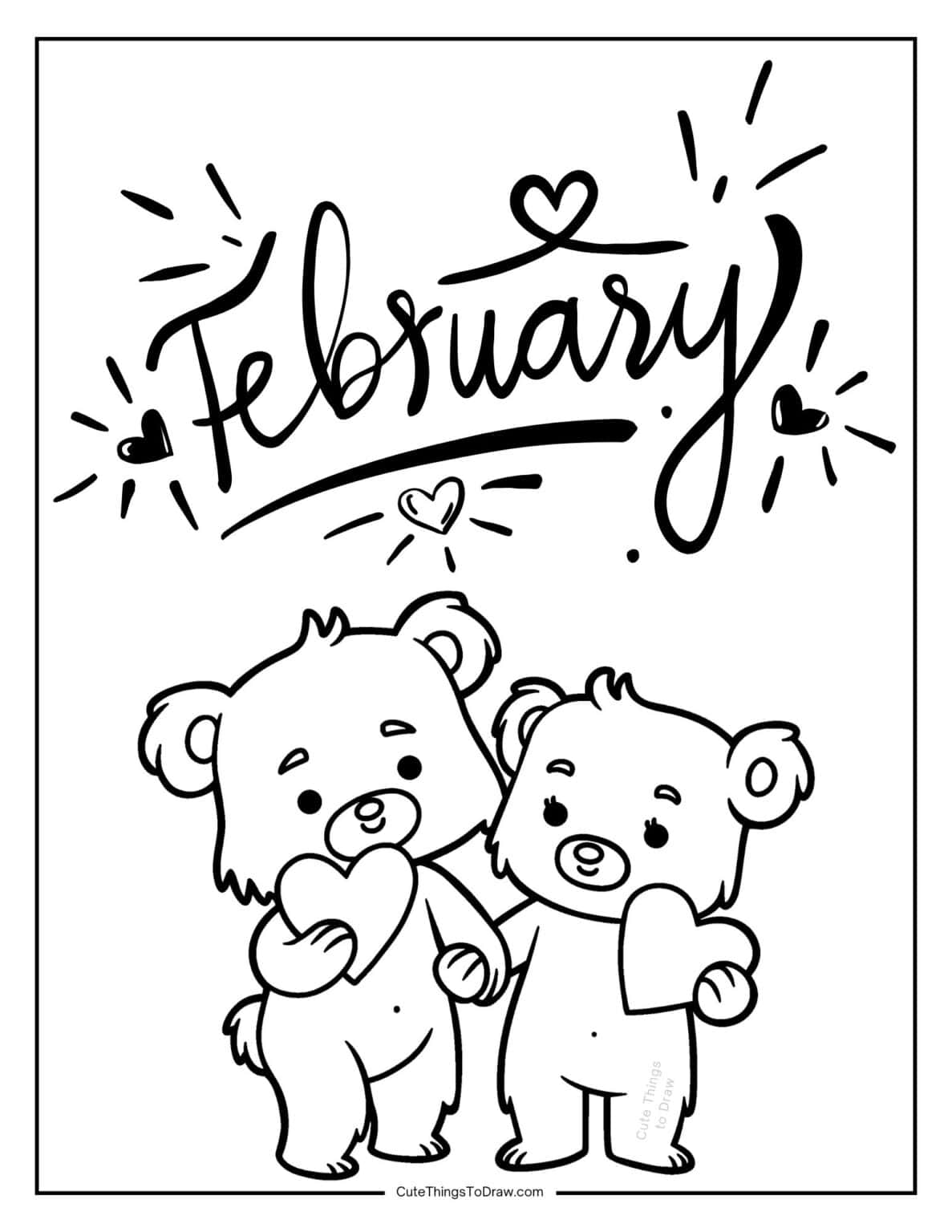 Cute February Coloring Pages (Free PDF Printables) - Cute Things to Draw