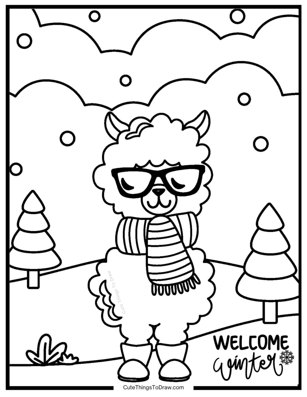 23 Cute Winter Coloring Pages (Free PDF Printables) - Cute Things to Draw