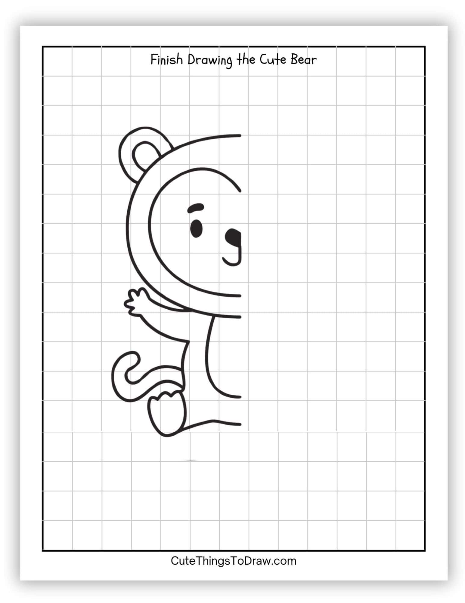 Finish Drawing the Bear (Includes Free Printable) - Cute Things to Draw