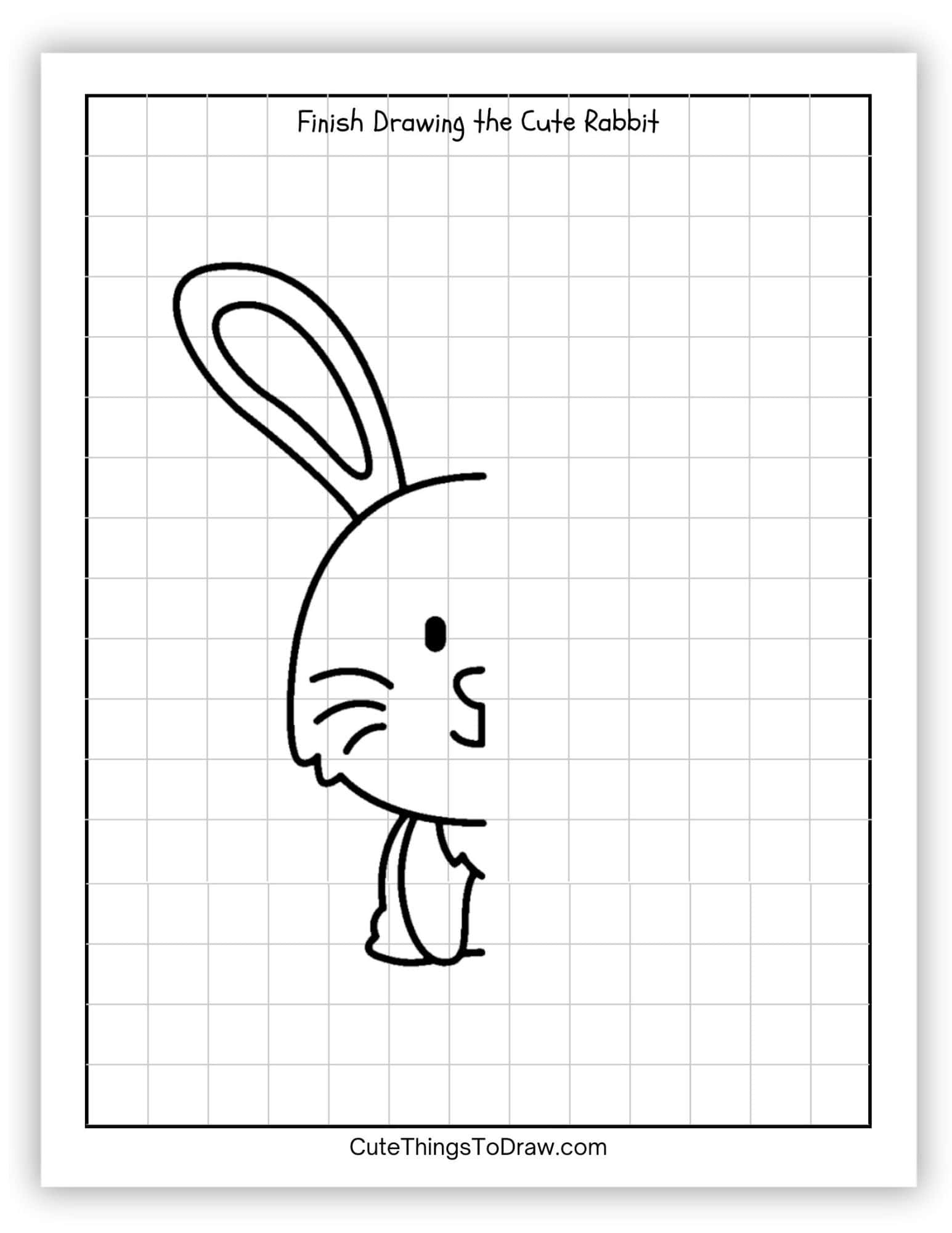 Finish Drawing the Rabbit (Free PDF Printable) - Cute Things to Draw
