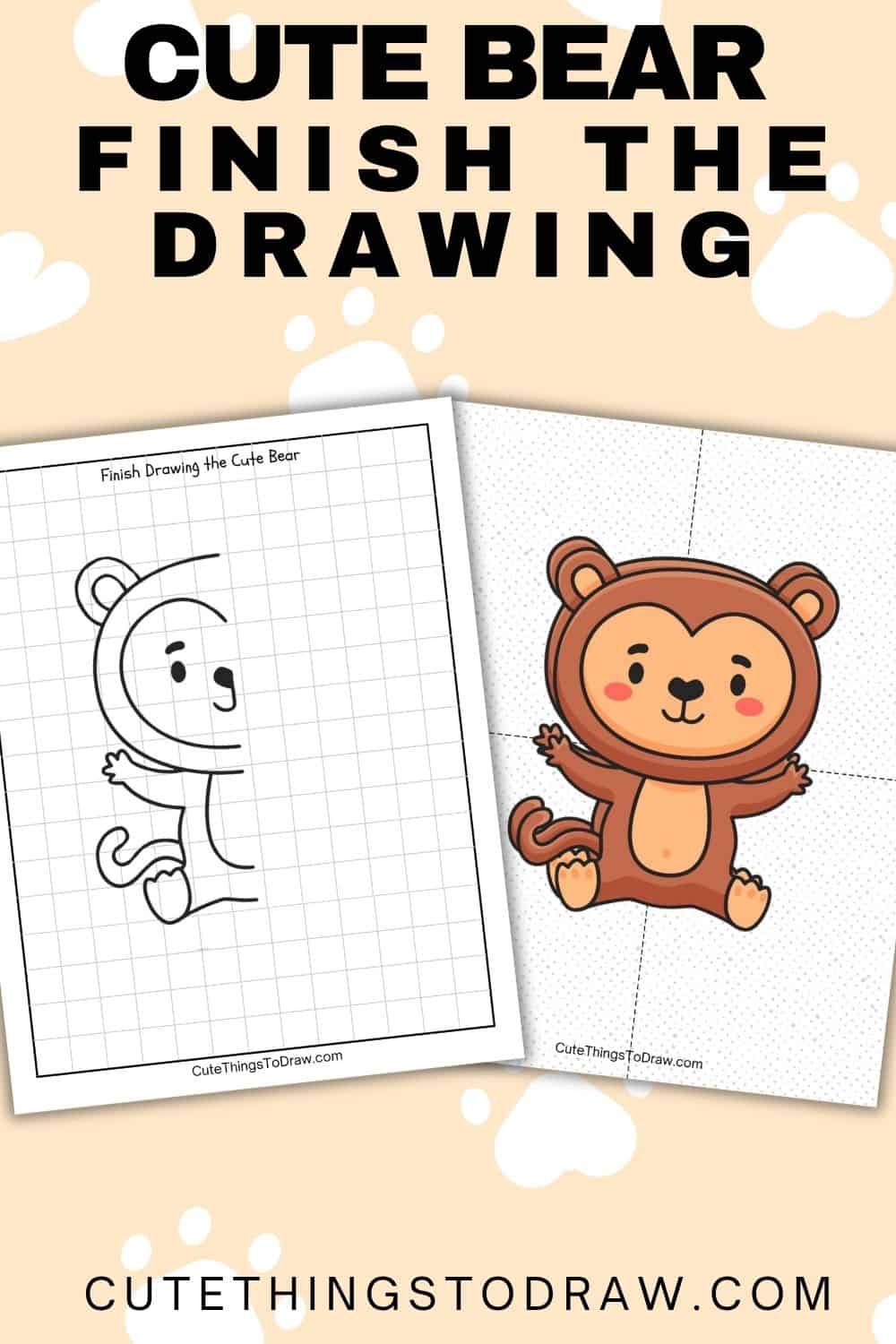 Finish Drawing the Bear (Includes Free Printable) - Cute Things to Draw