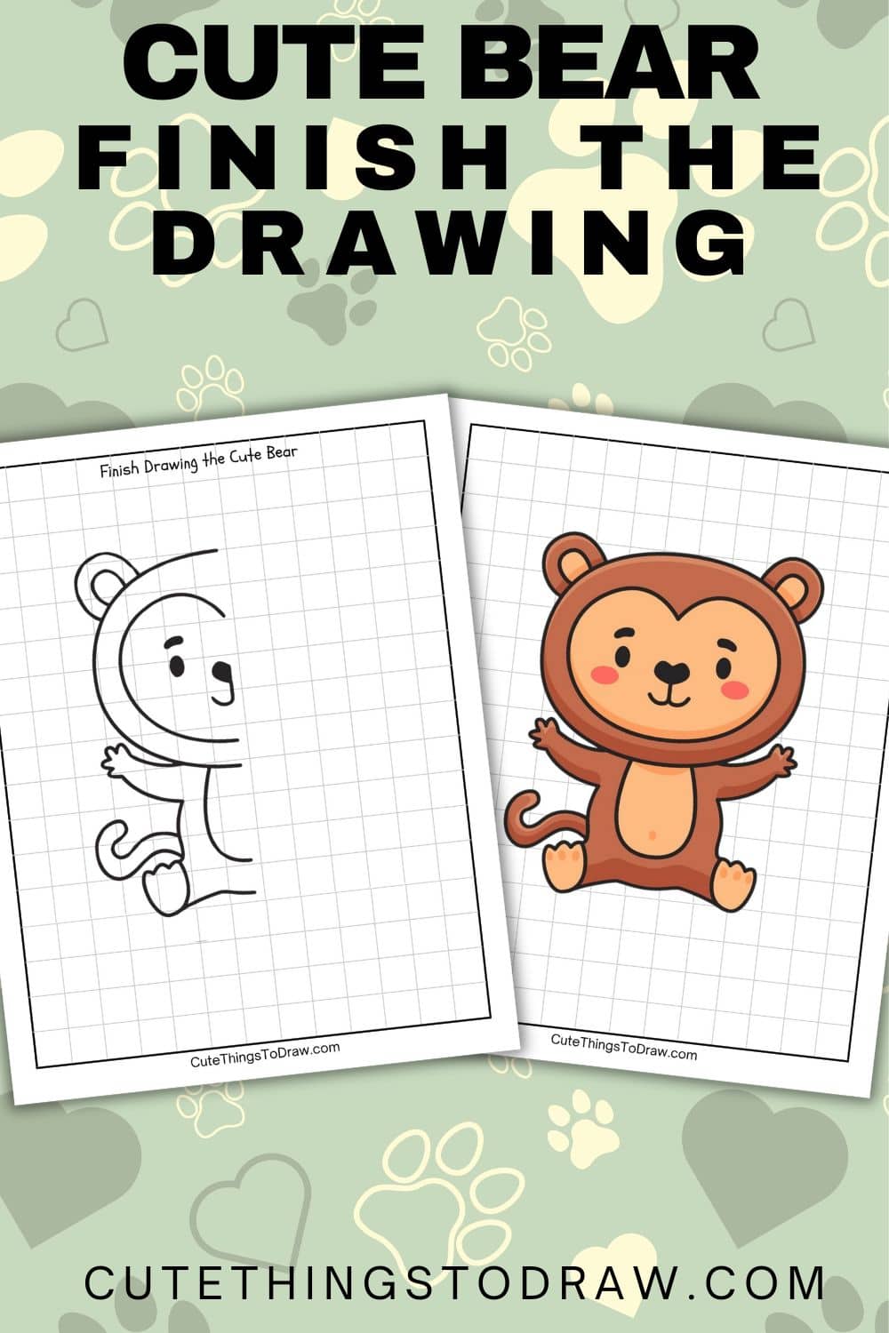 Finish Drawing the Bear (Includes Free Printable) - Cute Things to Draw
