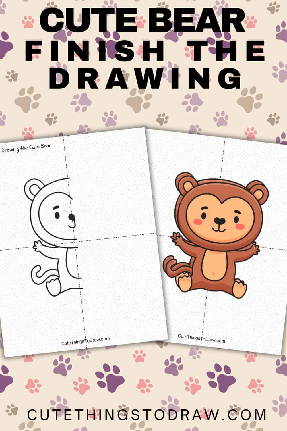 Finish Drawing the Bear (Includes Free Printable) - Cute Things to Draw