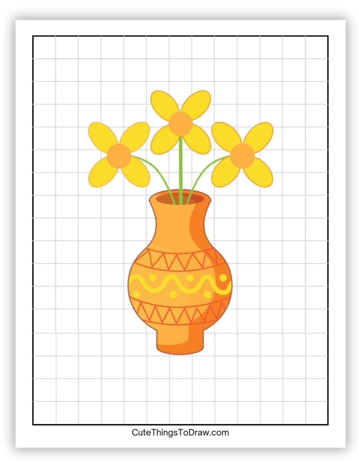 Finish Drawing the Vase of Flowers (Free PDF Printable) - Cute Things ...