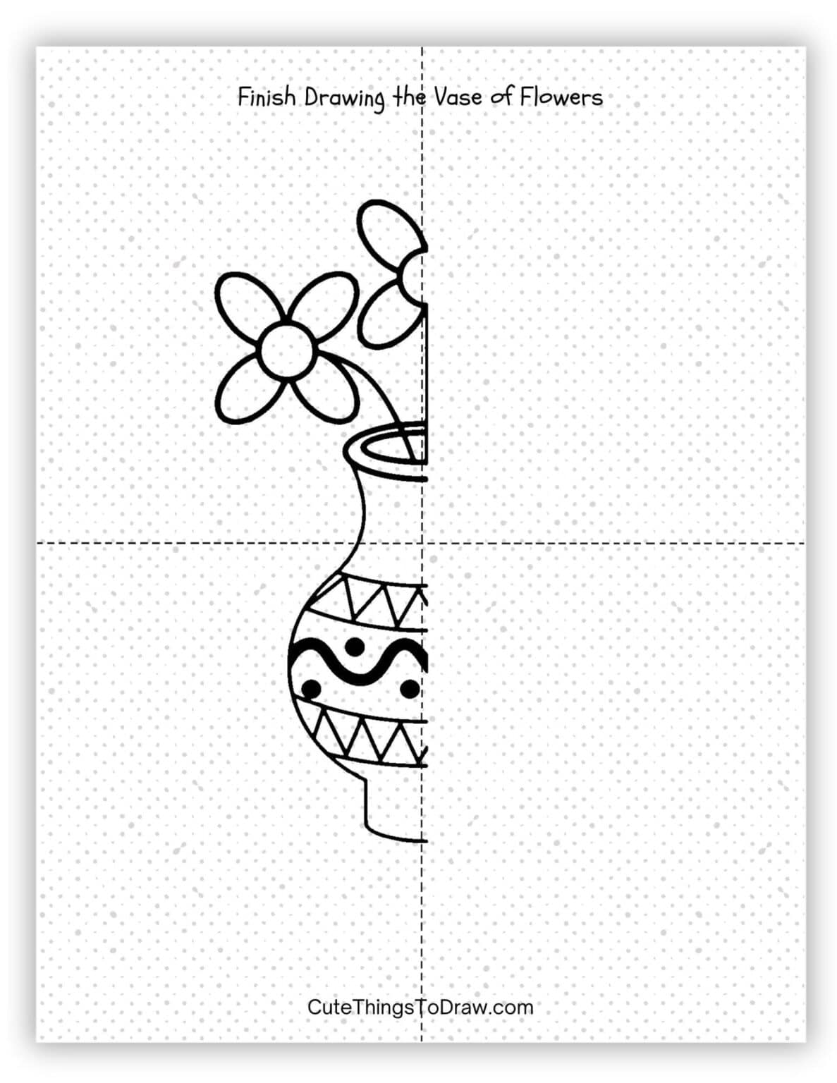 Finish Drawing the Vase of Flowers (Free PDF Printable) - Cute Things ...