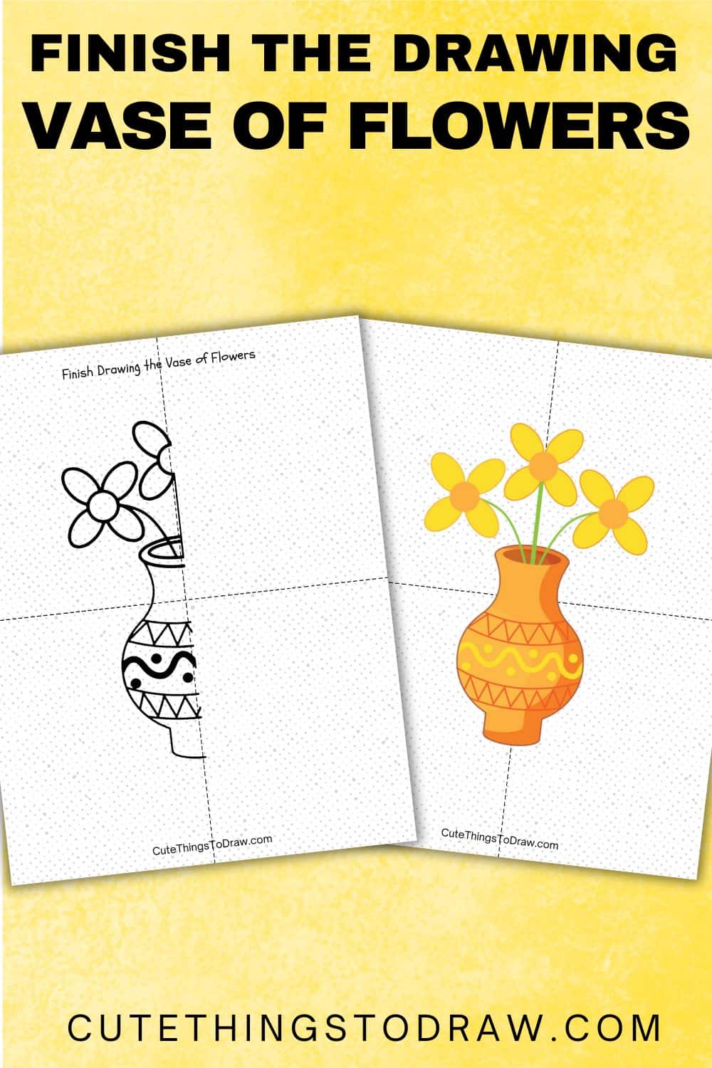 Finish Drawing the Vase of Flowers (Free PDF Printable) - Cute Things ...